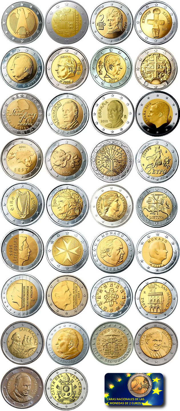Monedas de 2 Euros todas las Caras Nacionales | Numismatica Visual