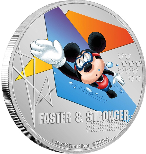 Moneda muestra a Mickey Mouse como un gran nadador | Numismatica Visual